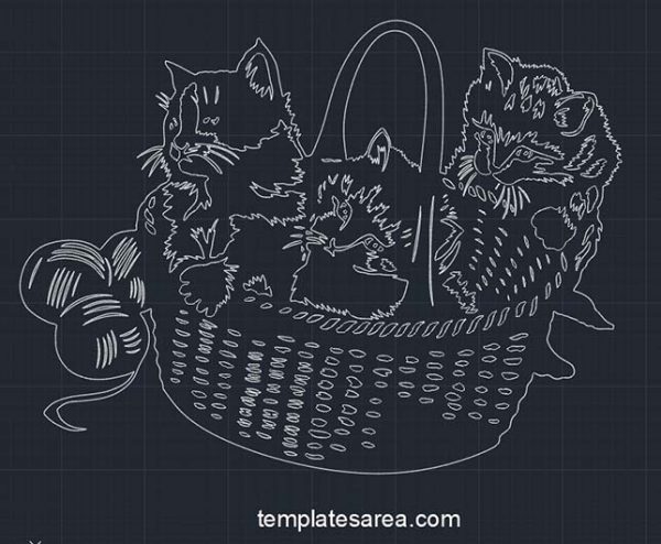 DWG File for Laser Cut Kittens Wall Decoration - TemplatesArea